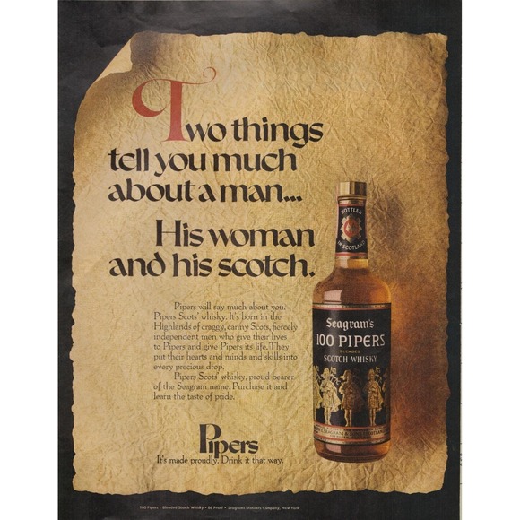Seagrams | Art | 0 Pipers Scotch Whisky His Woman And His Scotch ...